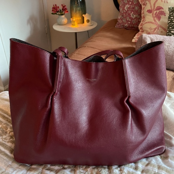 Nina Ricci | Bags | Nina Ricci Ondine Burgundy Leather Tote | Poshmark